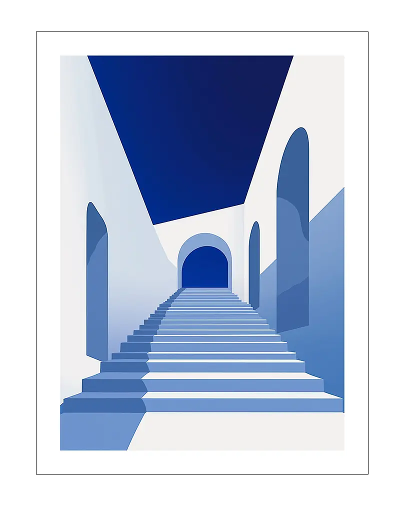 Azure Staircase Poster - Digital Wall Art shop - Quality poster