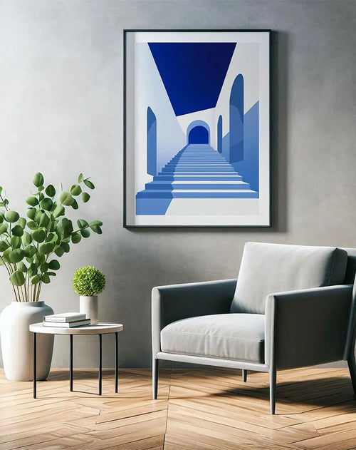 Azure Staircase Poster - Digital Wall Art shop - Quality poster