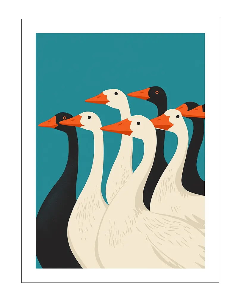 Graphic Geese Poster - Digital Wall Art shop - Quality poster